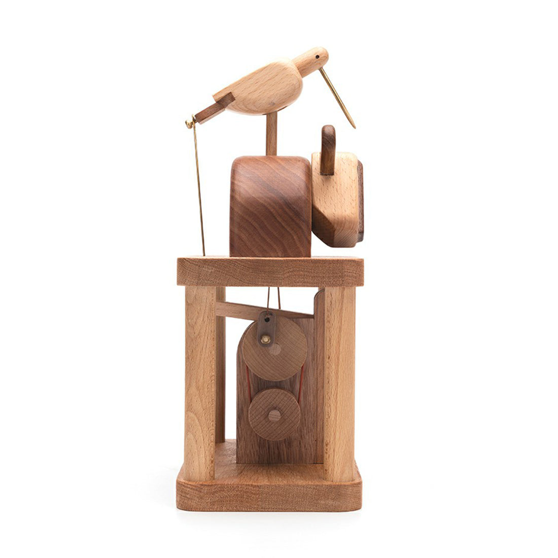 Automata Cute Animal Music Box Wooden Cow and Bird Musical Box for Hom