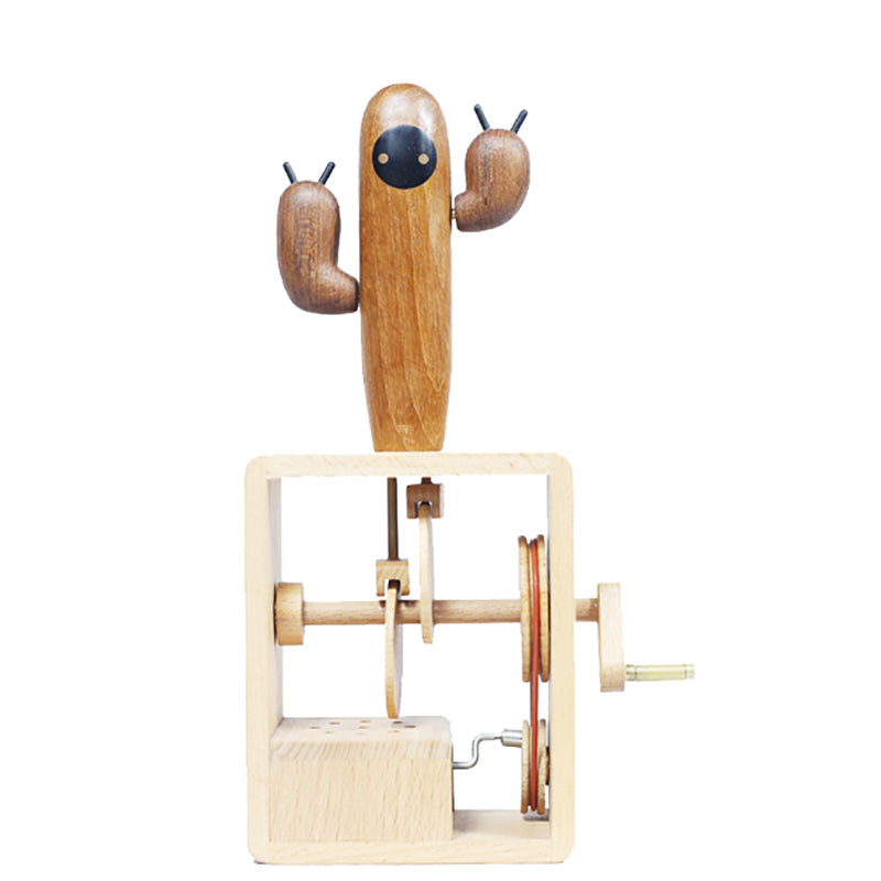 Automata Creative Cartoon Banana One Eye Monster Music Box Wooden Hand