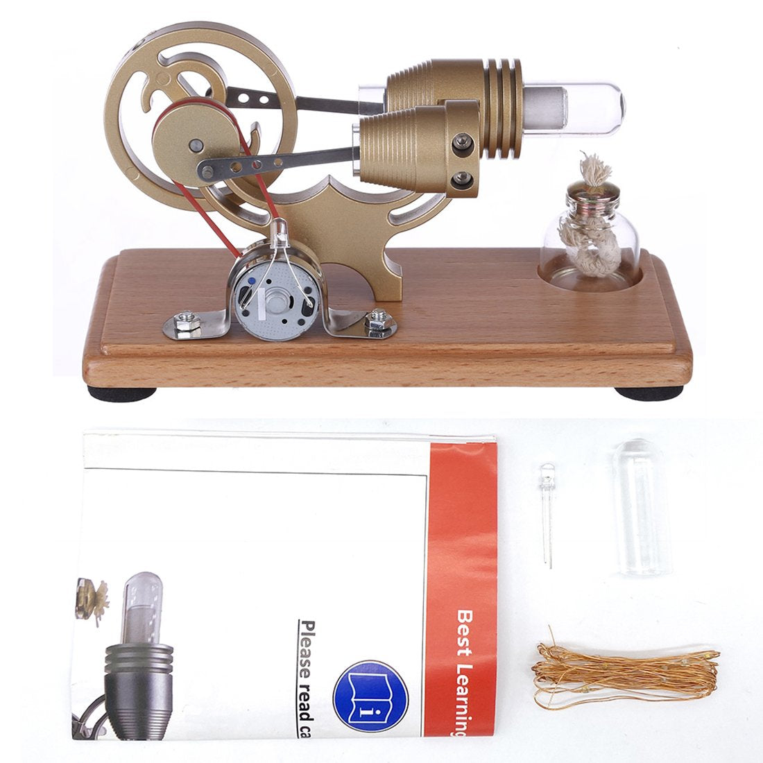DIY γ-shape Assembly Led Stirling Engine Kit Generator Sterling Model