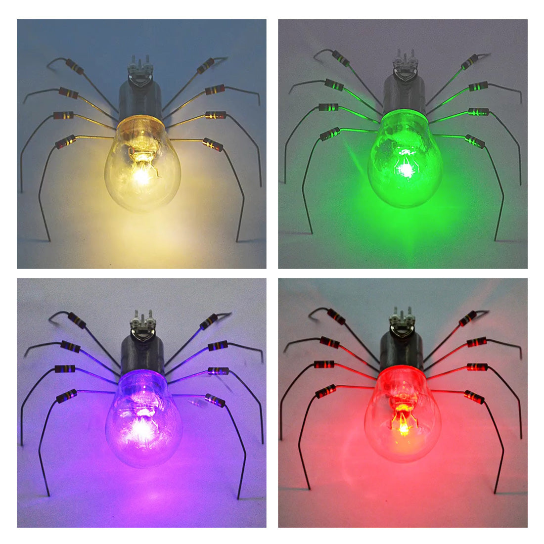 DIY Electronic Insect Kit Handmade 4 Spiders Model with Glow Light