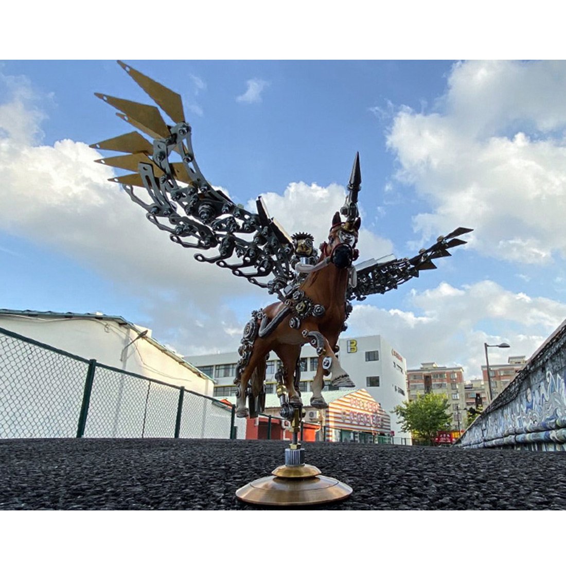 DIY Metal 3D Assembly Mechanical Wing Knight Unicorn Model Kit Toy wit