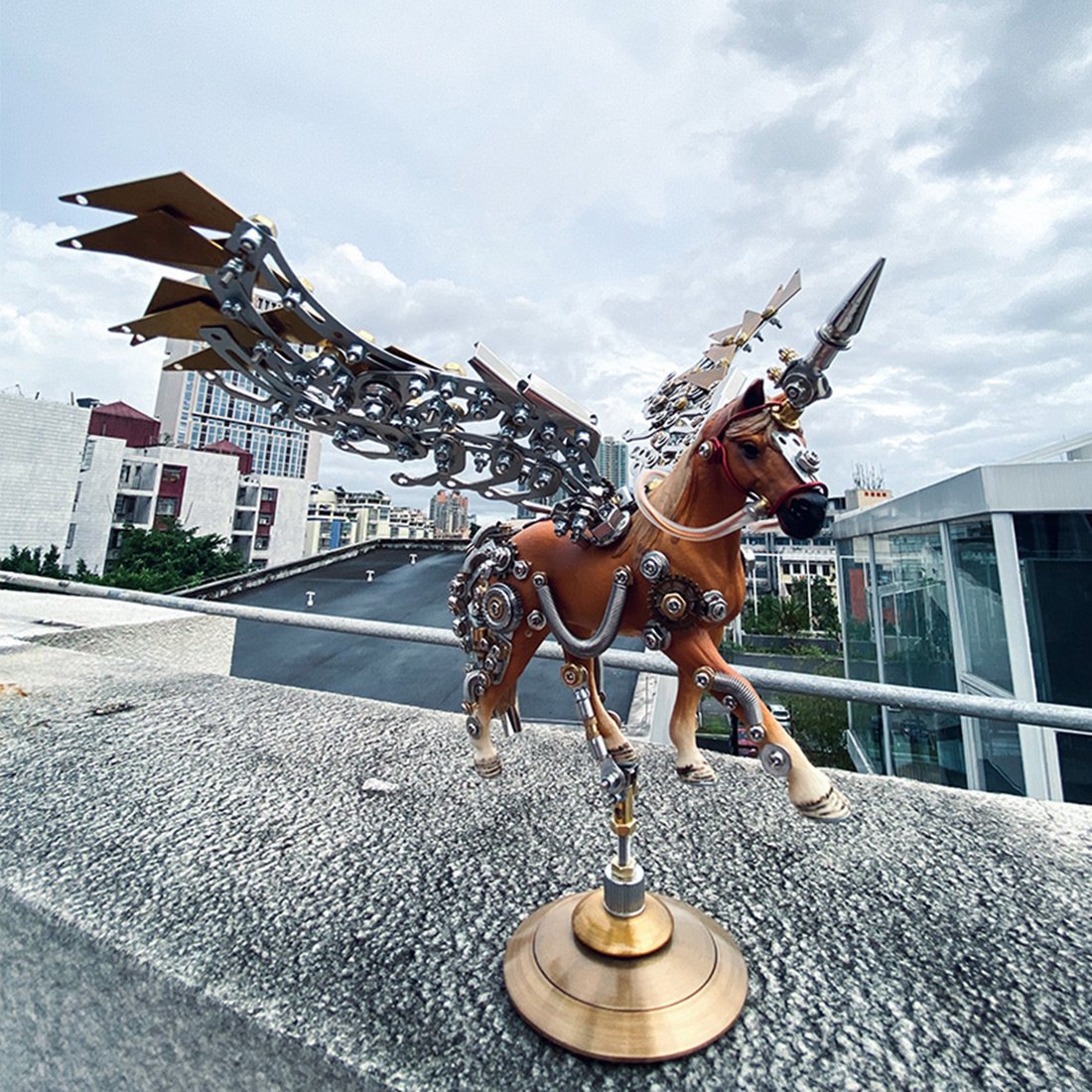 DIY Metal 3D Assembly Mechanical Wing Knight Unicorn Model Kit Toy wit