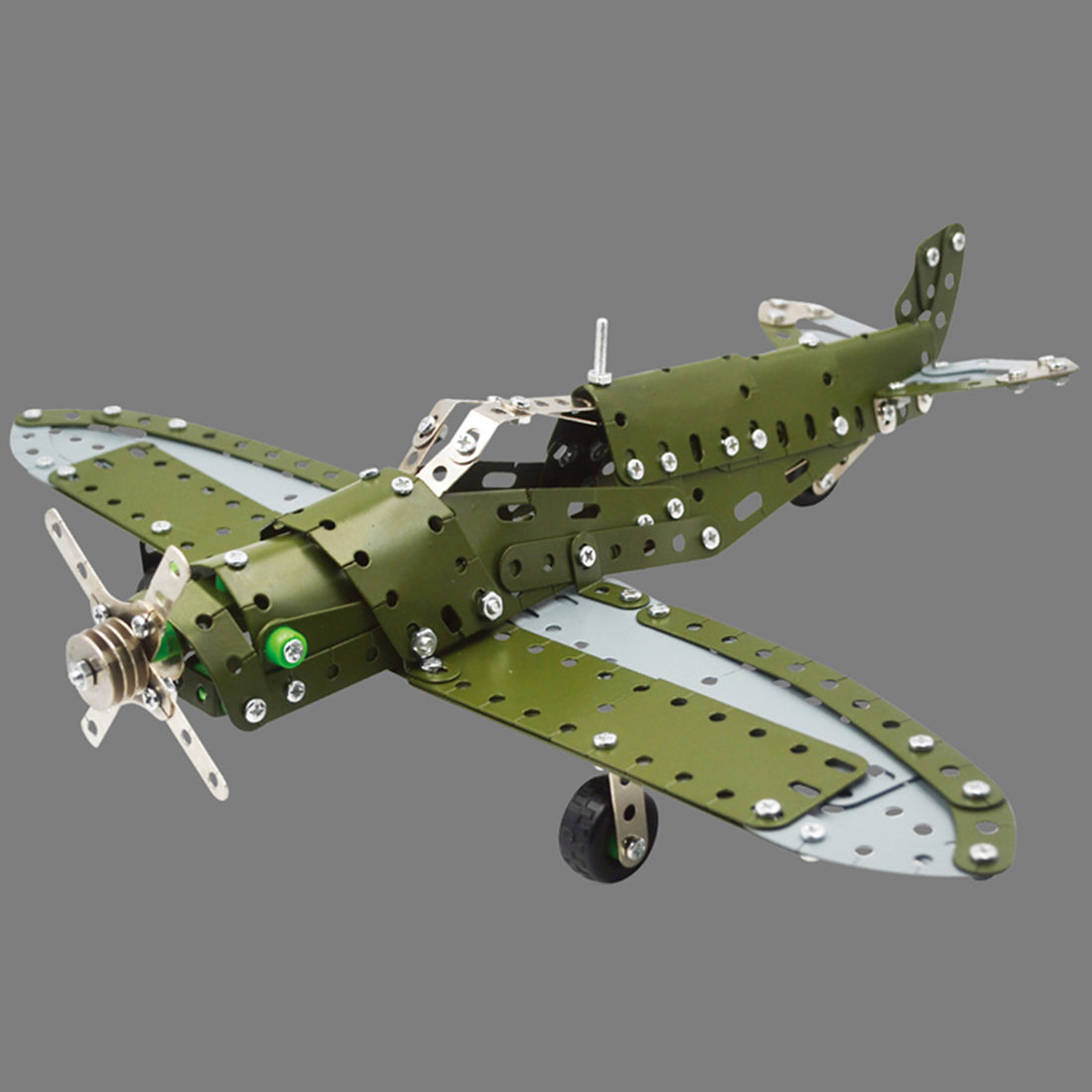 DIY Metal 3D Metal Green Classic Military Bomber Plane Assembly Model