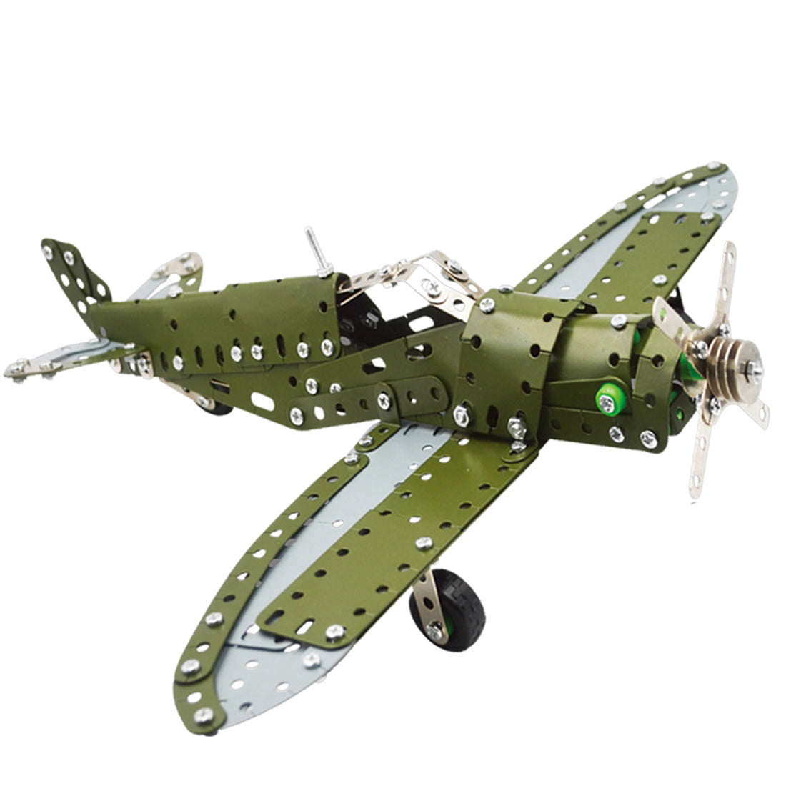 DIY Metal 3D Metal Green Classic Military Bomber Plane Assembly Model