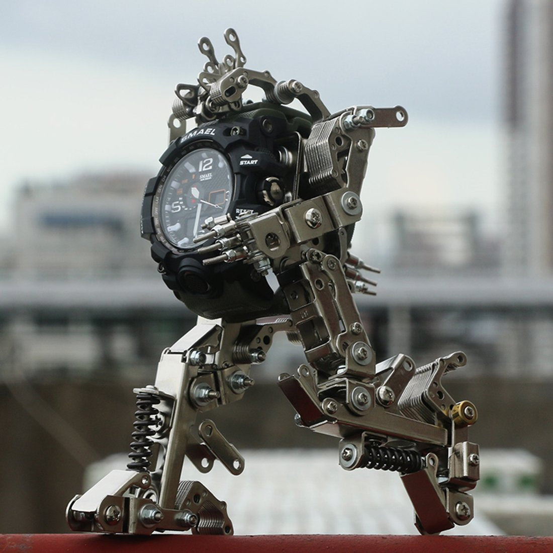 DIY Metal Assembly Robot Mecha Model 3D Puzzle Kits with Watch