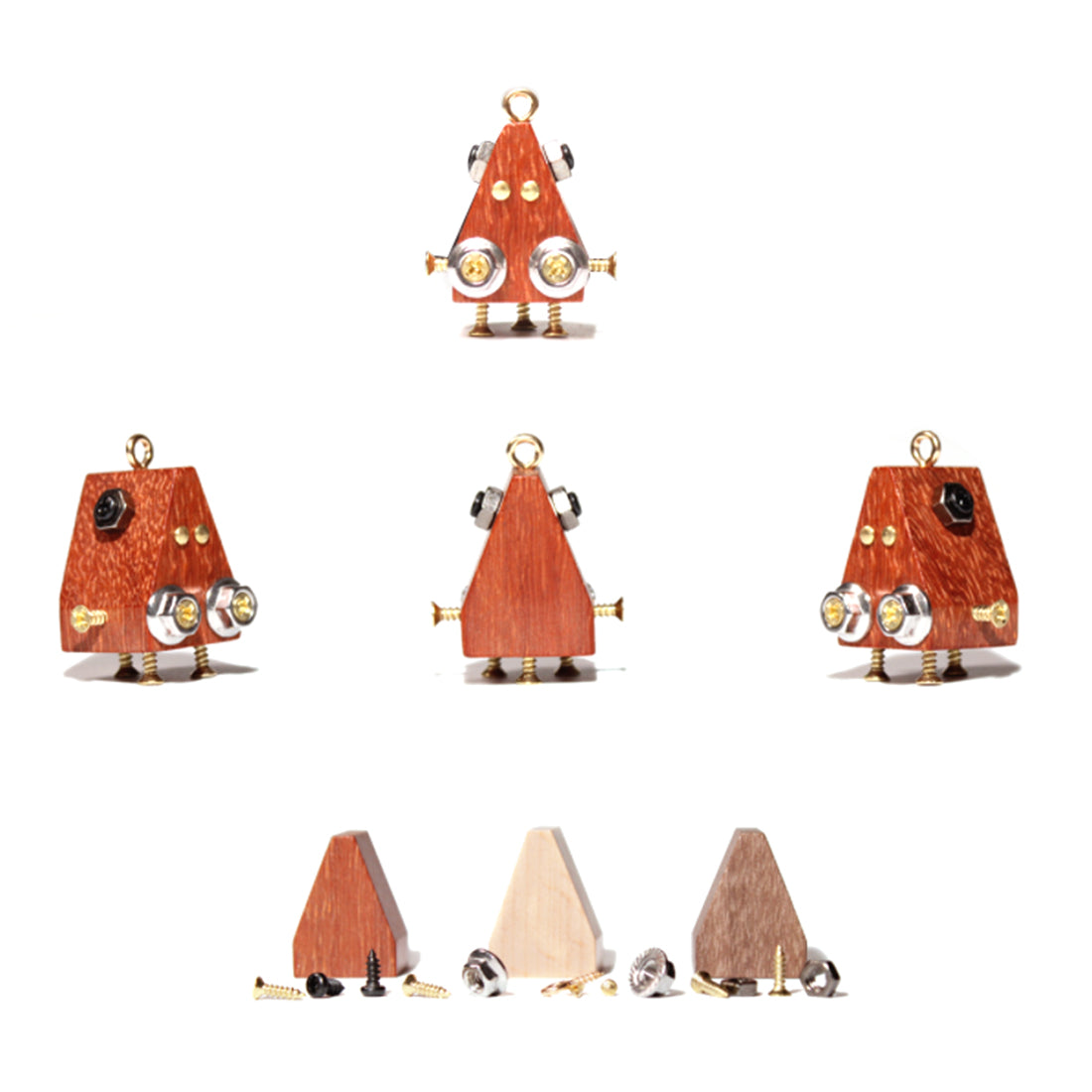 DIY Necklace Creative Steampunk Metal Wooden Robot Handmade Pendant