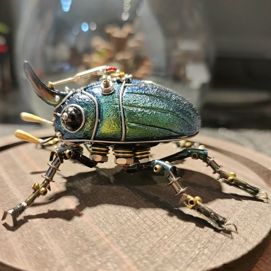 Little Green Beetle Steampunk Insect Metal Bug Model