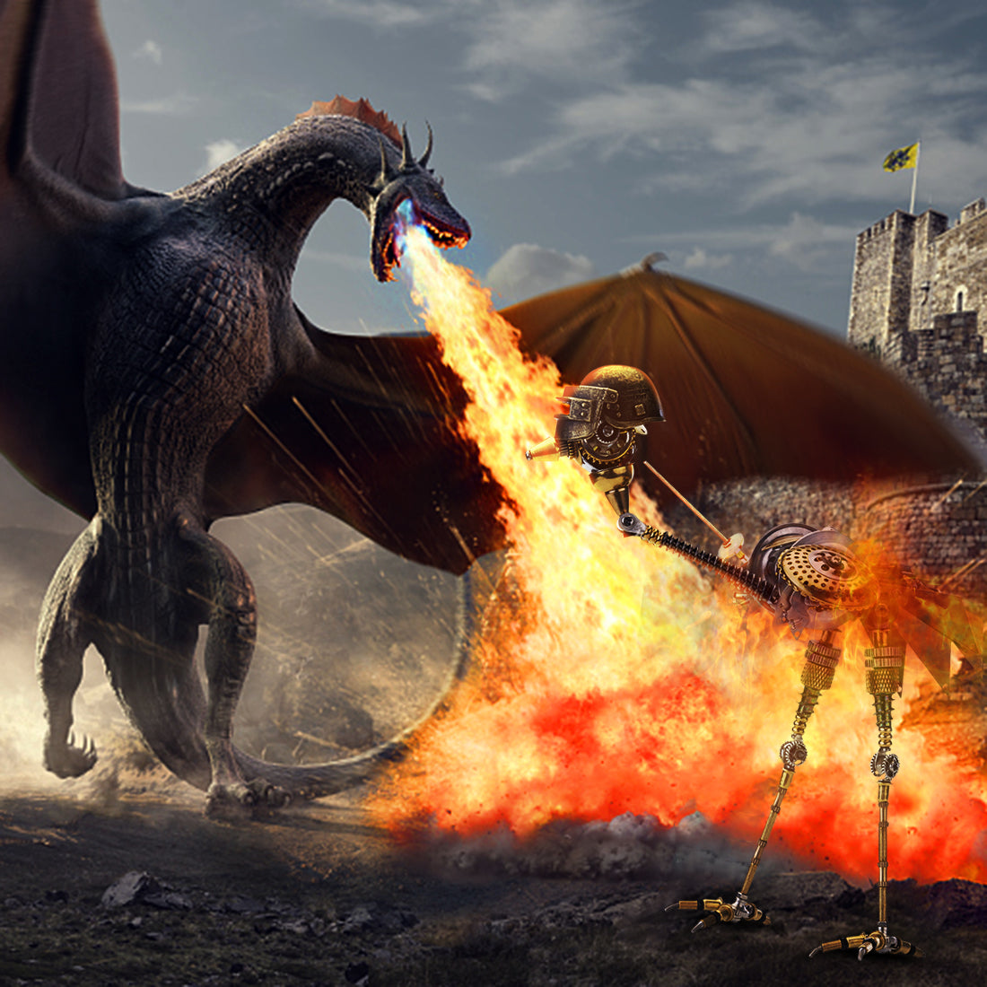 Medieval Steampunk Knight Emu Bird with Sword and Shield 250PCS 3D Met