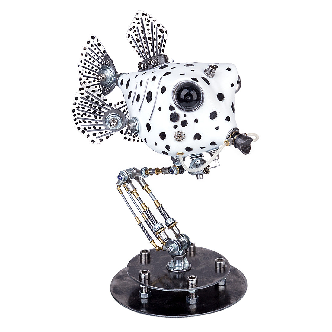 Metal Black & White Cowfish Model Kits 3D Handmade Assembled Steampunk