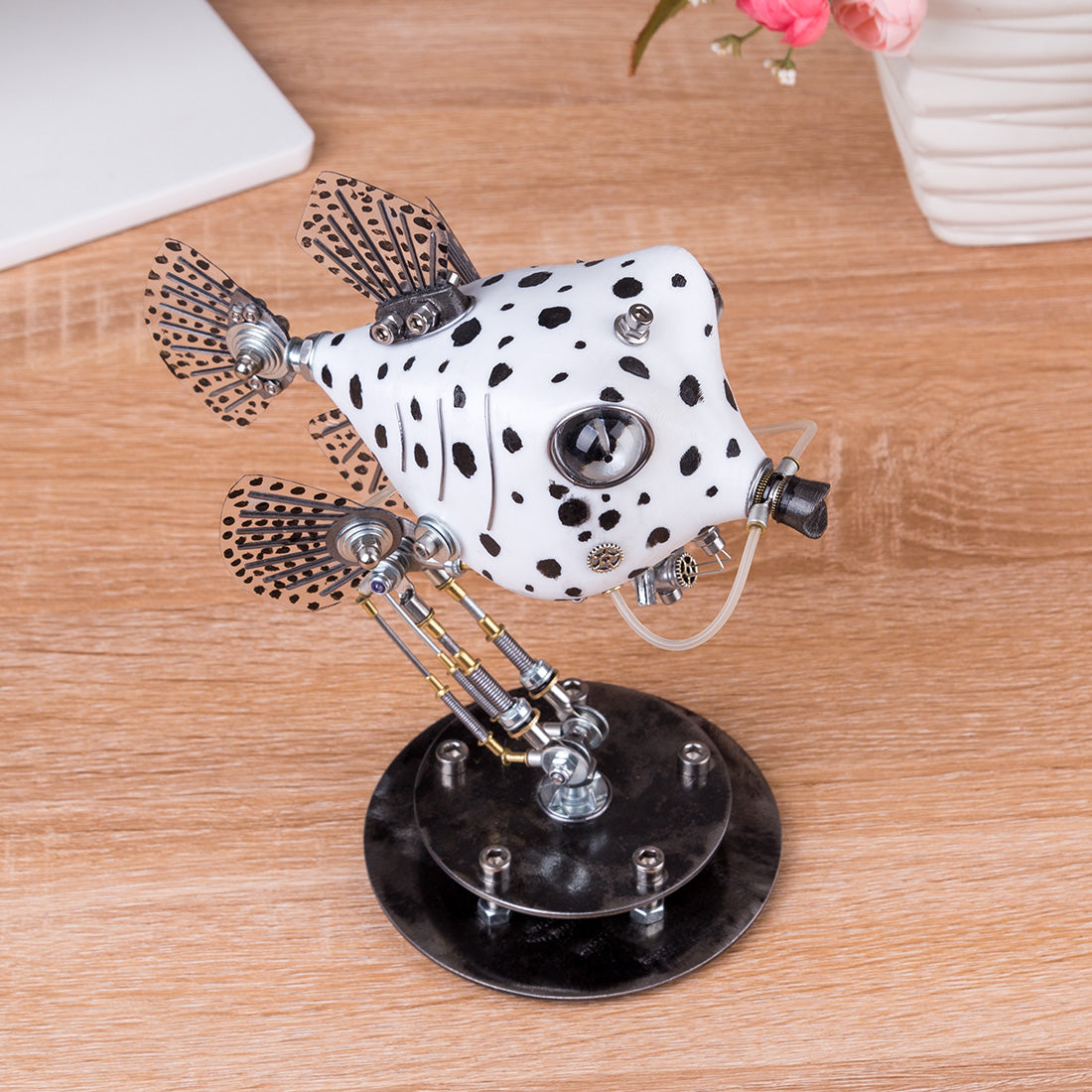Metal Black & White Cowfish Model Kits 3D Handmade Assembled Steampunk