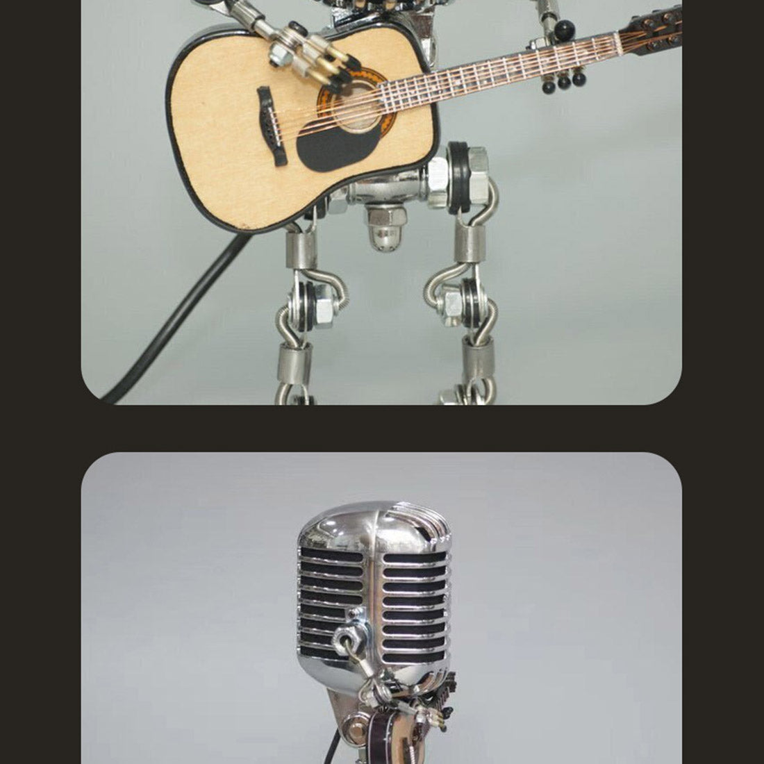 Vintage Industrial Style Microphone Robot Lamp Dale with Guitar