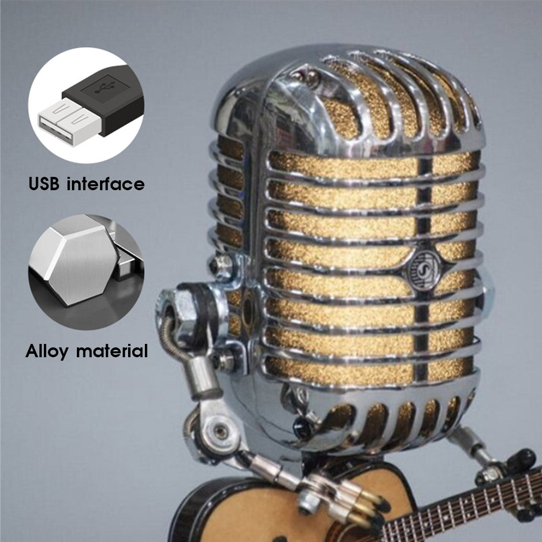 Vintage Industrial Style Microphone Robot Lamp Dale with Guitar