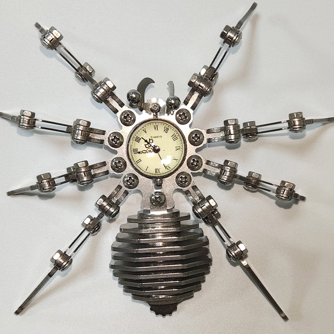 Punk Style 3D Metal Assembled Spider Wall Clock Model for Home Decor