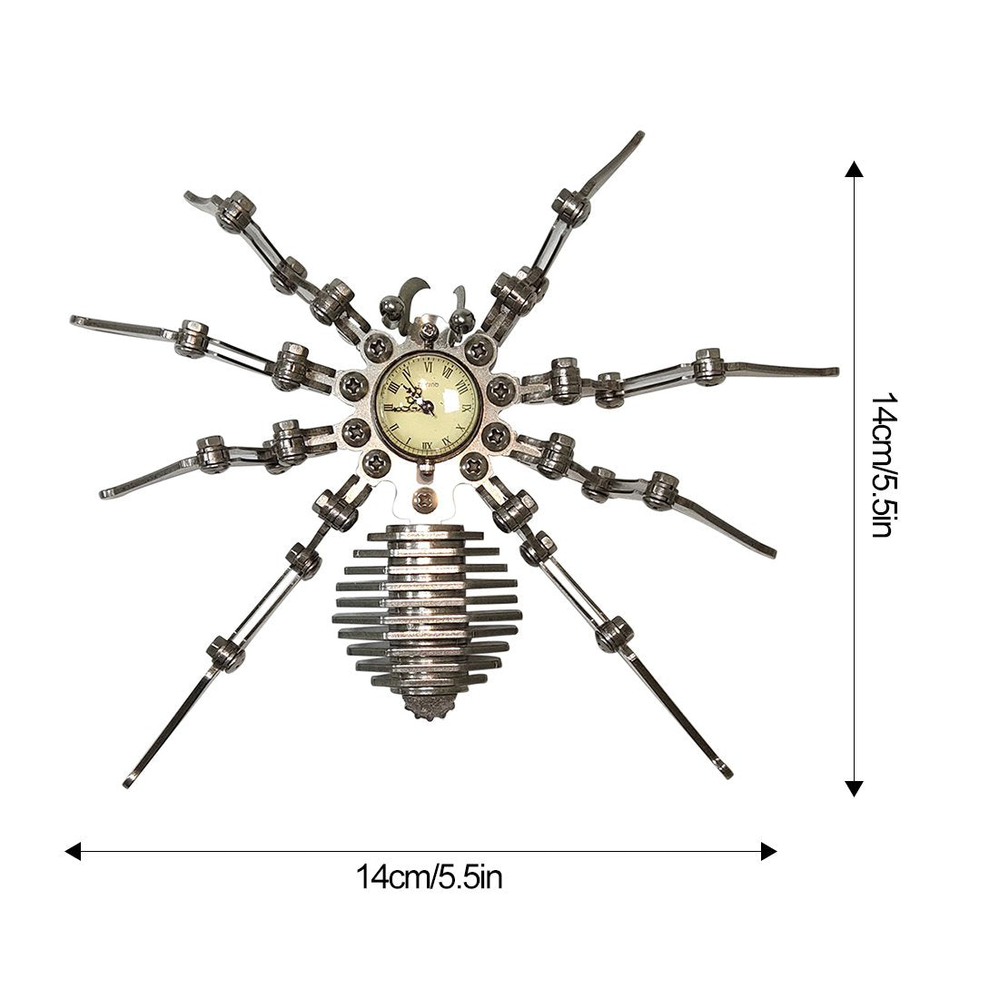 Punk Style 3D Metal Assembled Spider Wall Clock Model for Home Decor