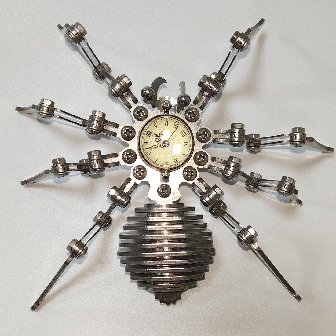 Punk Style 3D Metal Assembled Spider Wall Clock Model for Home Decor