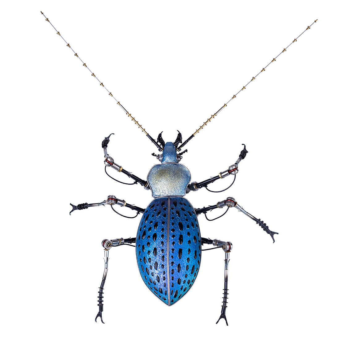 Purple Blue Metal Ground Beetle Steampunk Assembled Model Kits 3D Scul