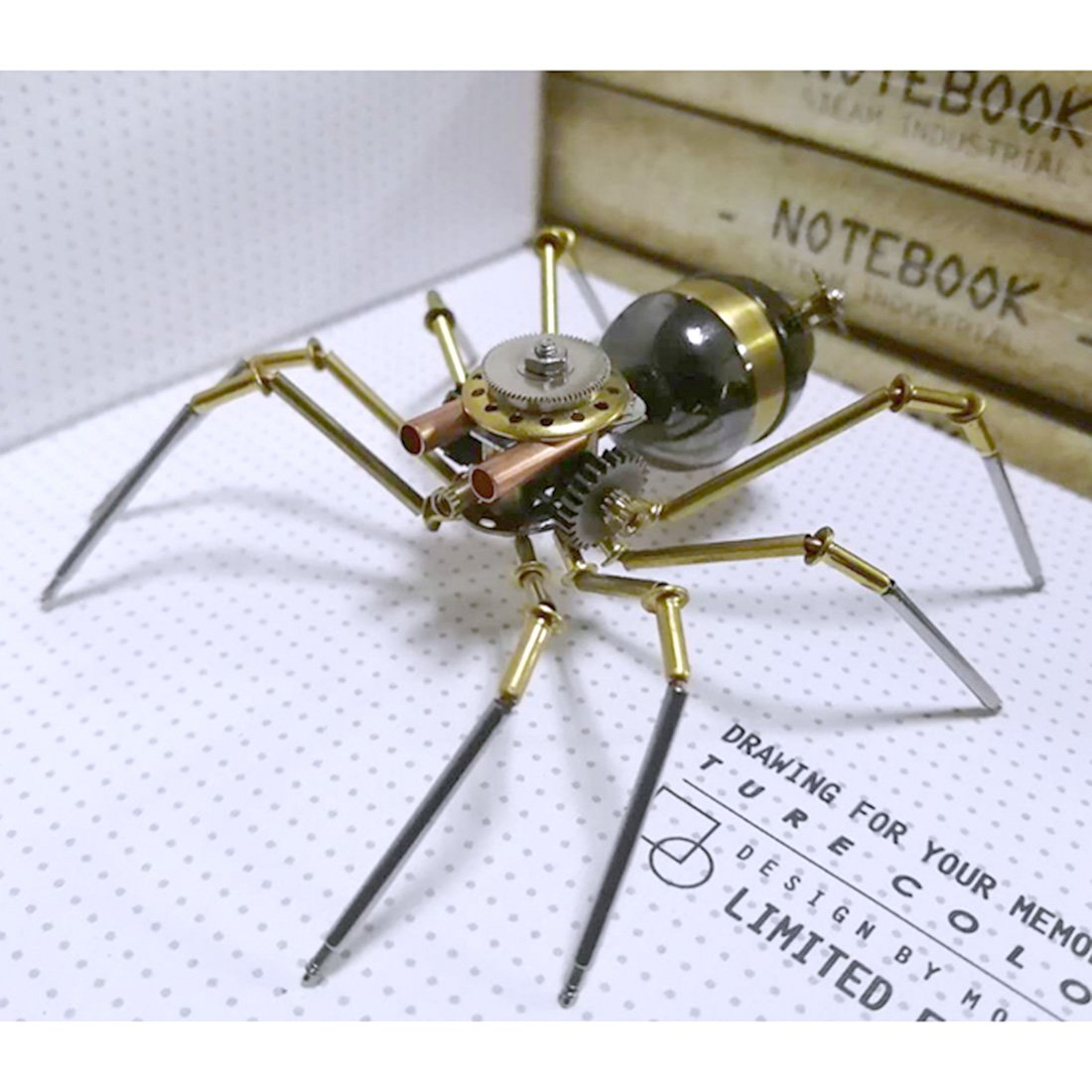 Steam Punk Metal Mechanical Little Wasp Spider Insects Model Crafts Co