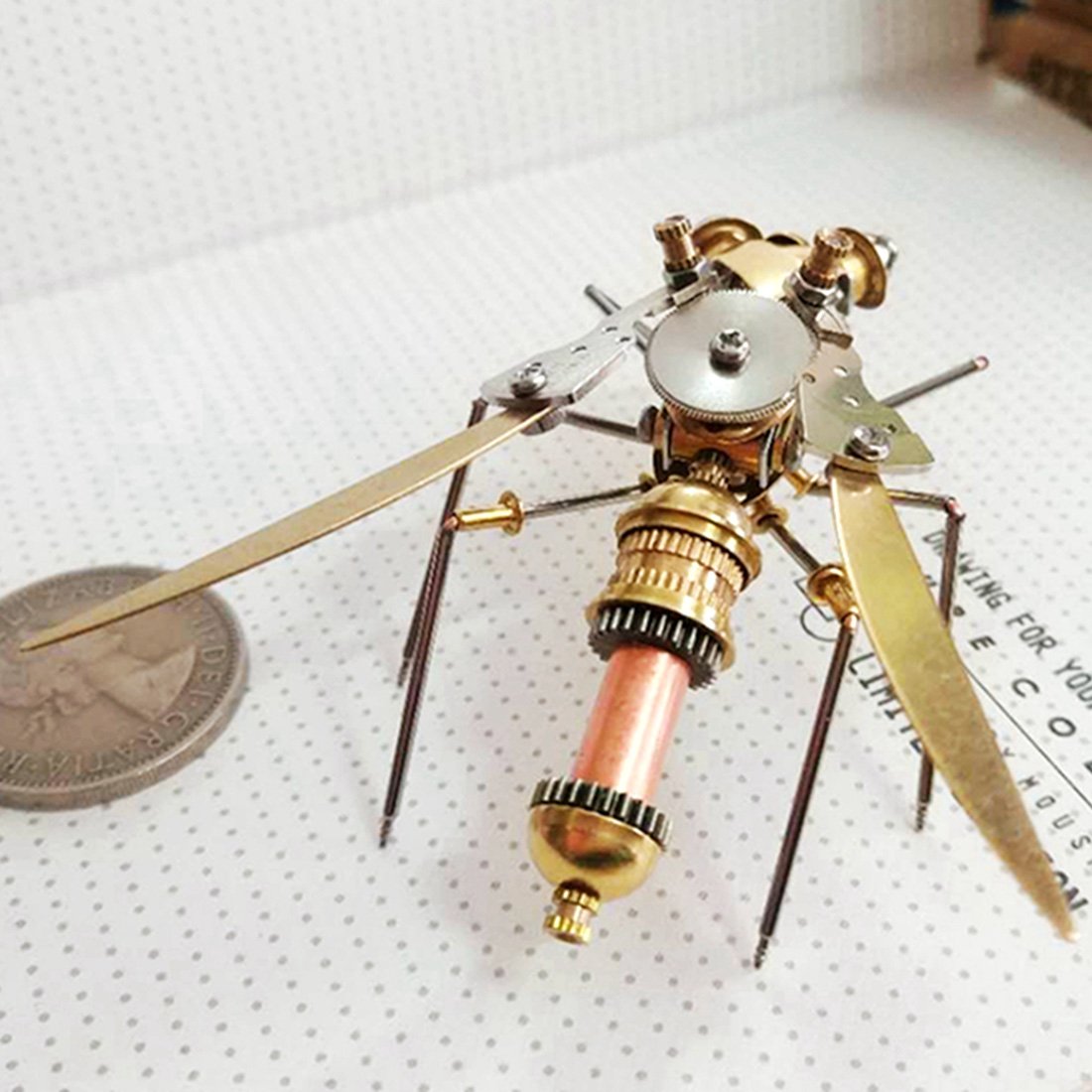 Steam Punk Metal Mechanical Little Wasp Spider Insects Model Crafts Co