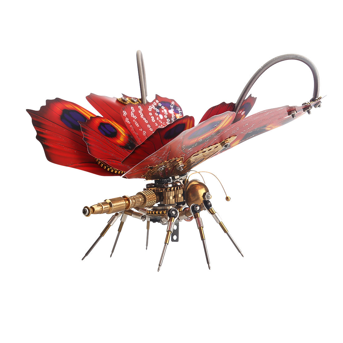 Steampunk 3D Orange-red Peacock Butterfly Model Assembly Kit With Flow