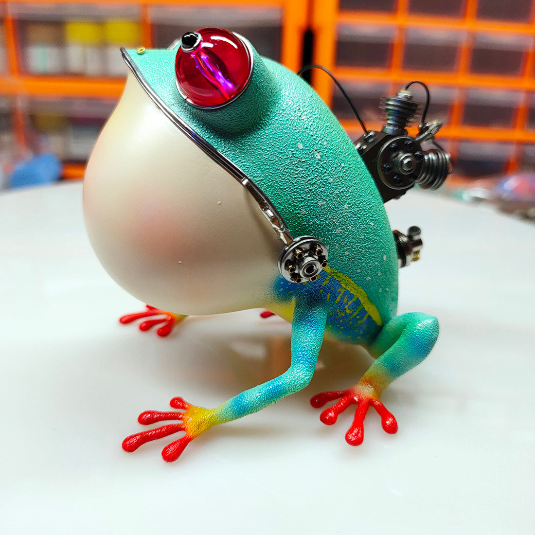 Steampunk Angry Frog Metal Art Craft Model