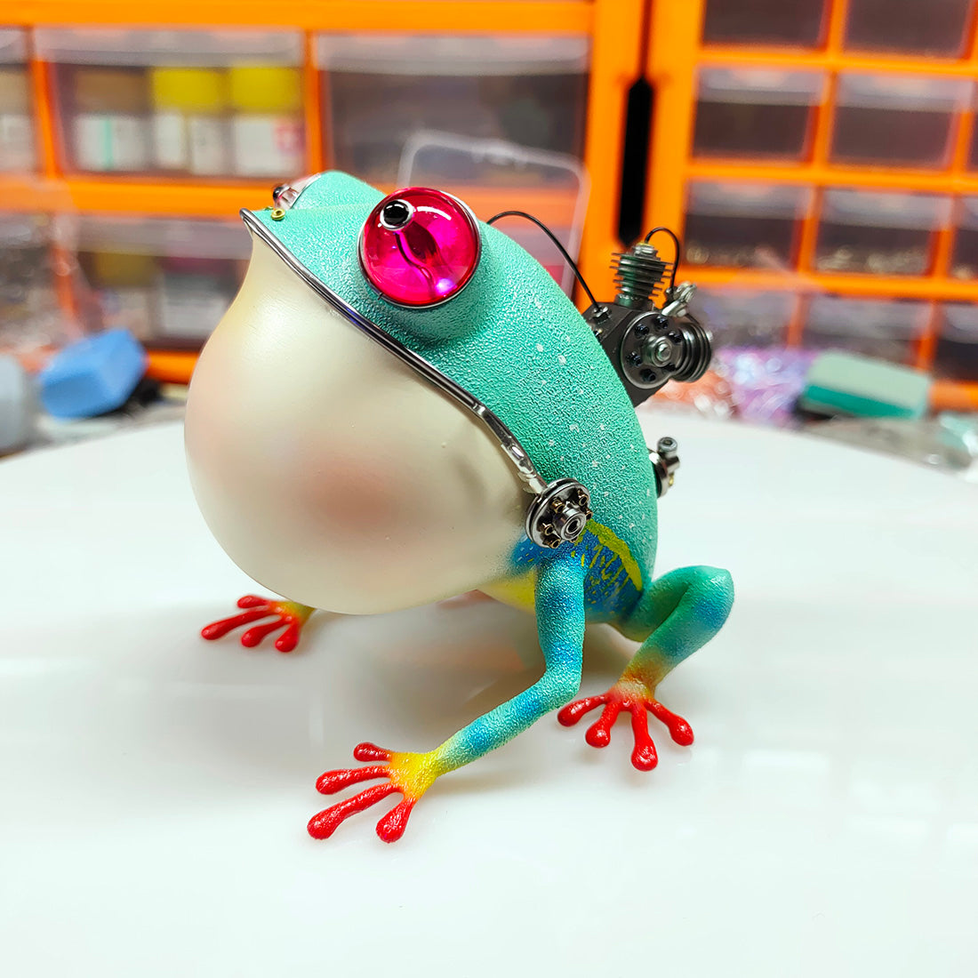 Steampunk Angry Frog Metal Art Craft Model