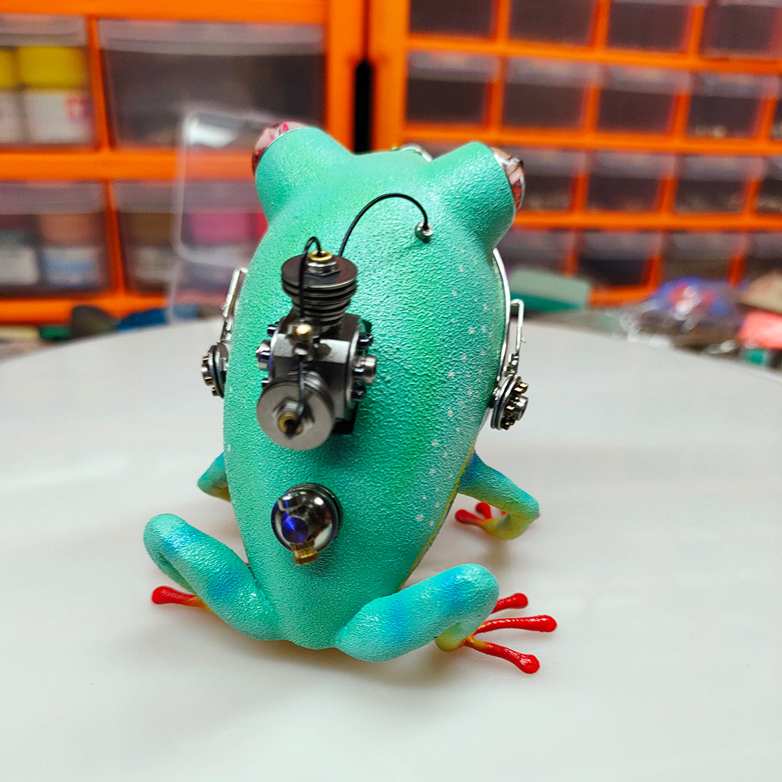 Steampunk Angry Frog Metal Art Craft Model