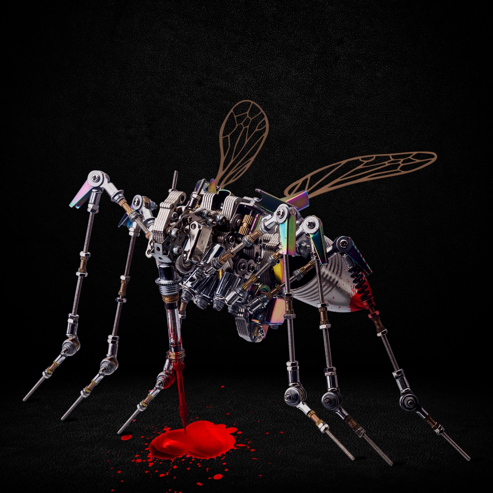 Steampunk Big Mosquito Insect Model Kit Metal Art Insect Statue-Blood0