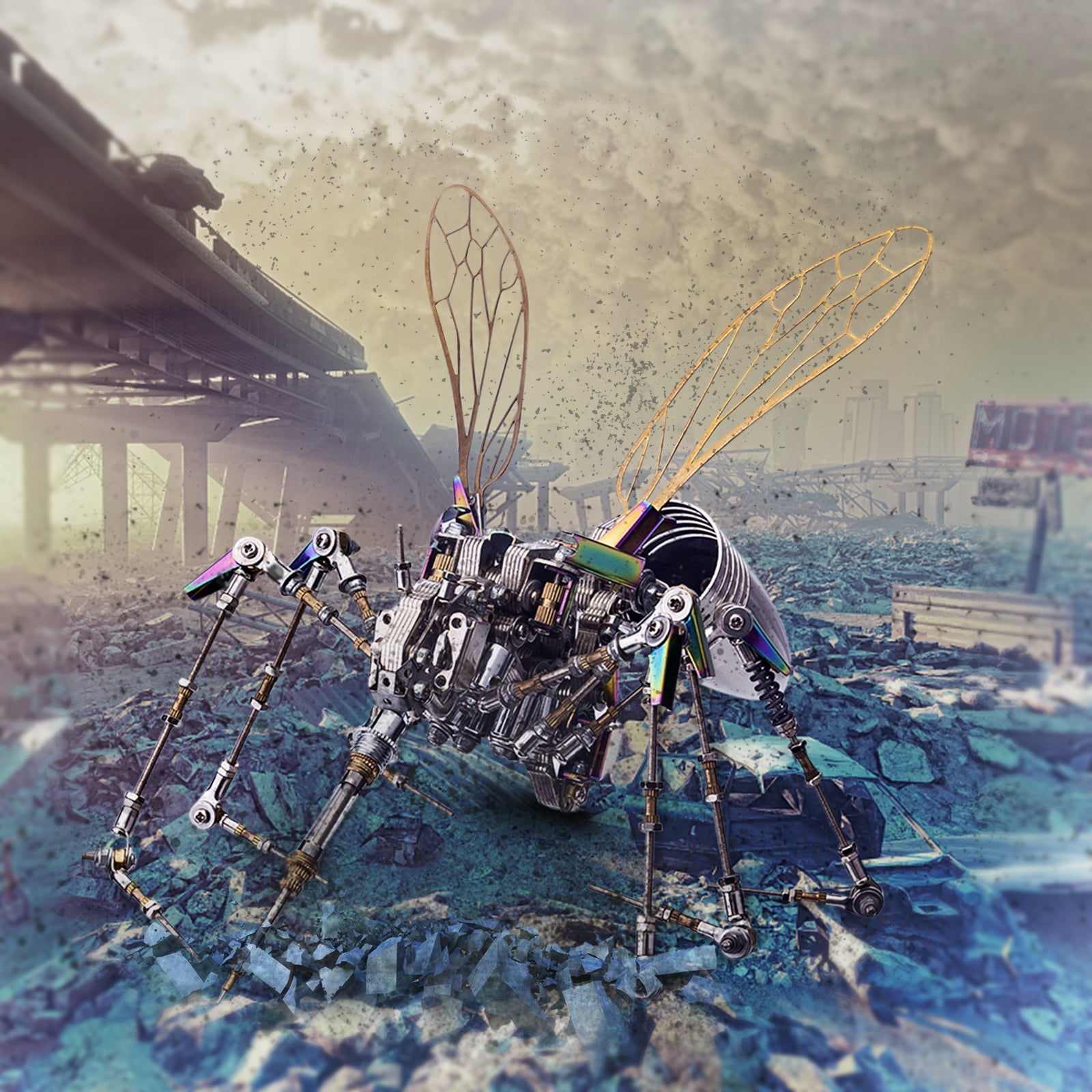 Steampunk Big Mosquito Insect Model Kit Metal Art Insect Statue-Blood0