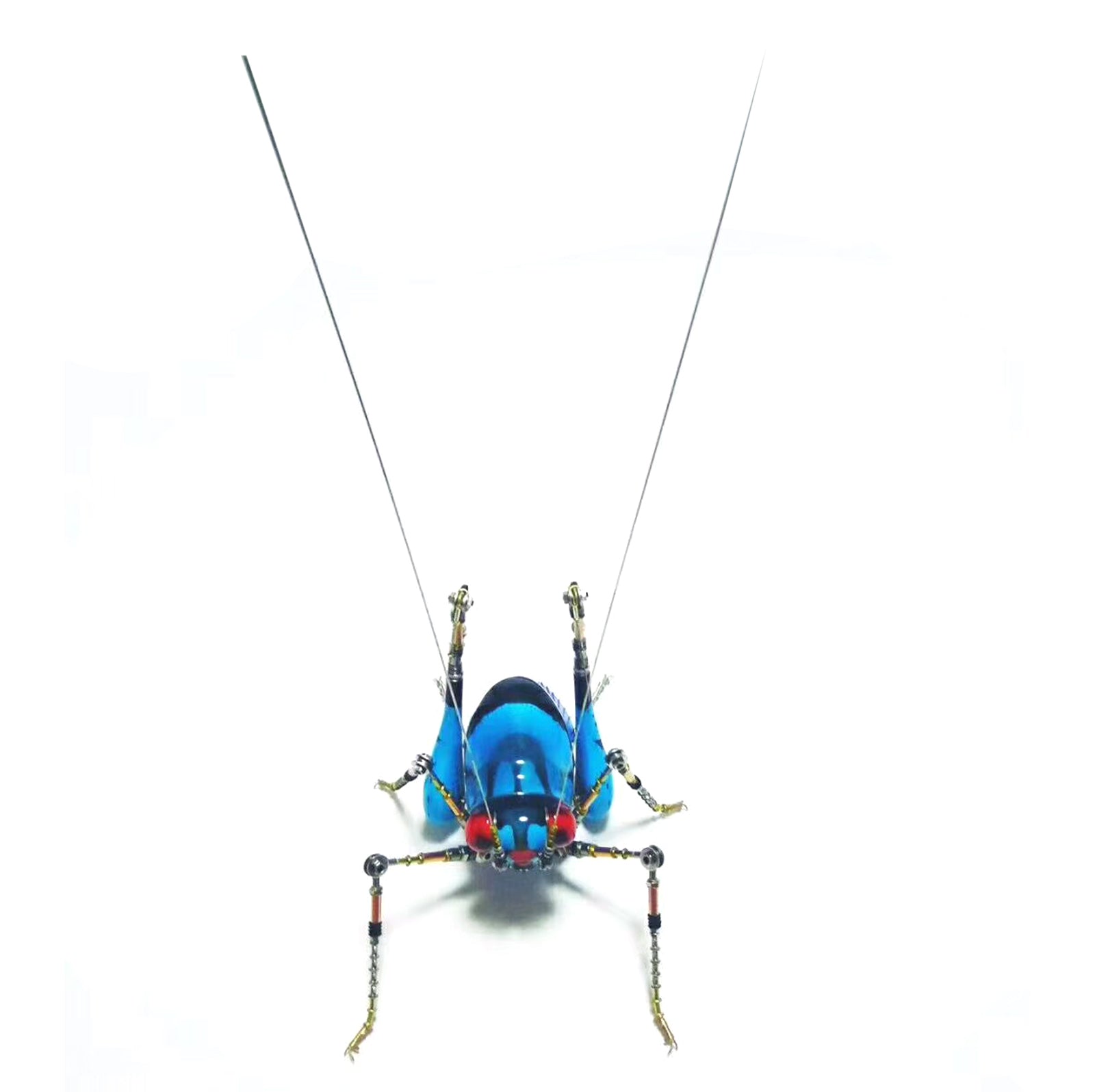 Steampunk Blue Grasshopper Model Sculpture Bug Insect 3D Metal Assembl