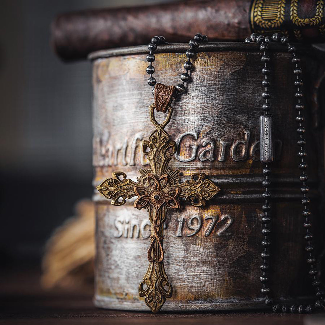 Steampunk Brass Baroque Cross Pendant