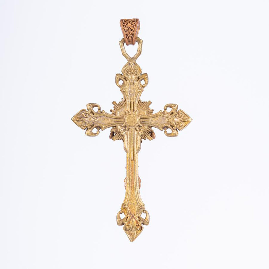Steampunk Brass Baroque Cross Pendant