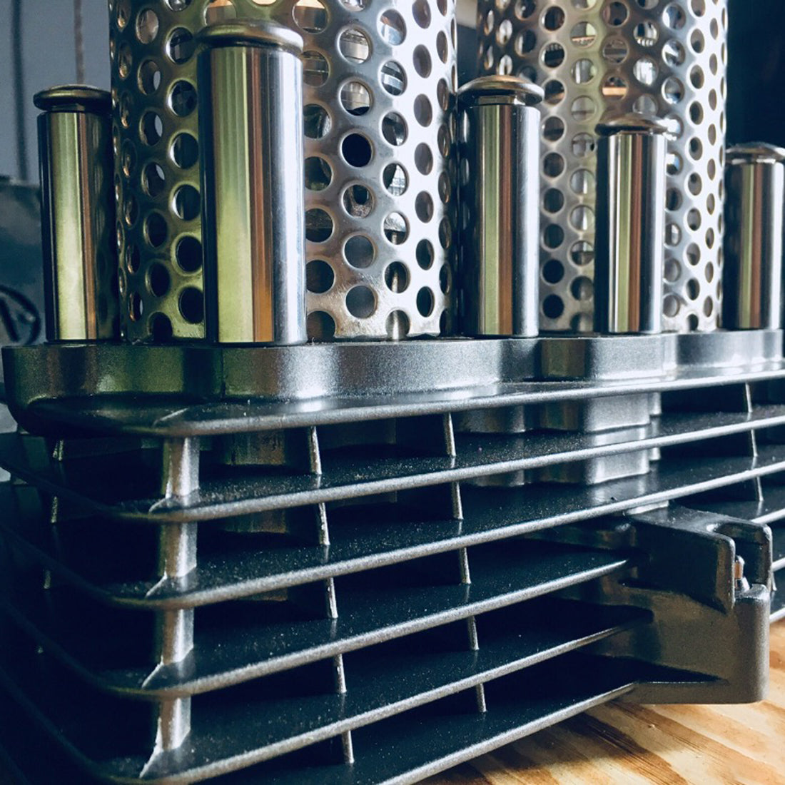 Steampunk Industrial Style Metal Modified Silver Double Cylinder Chimn