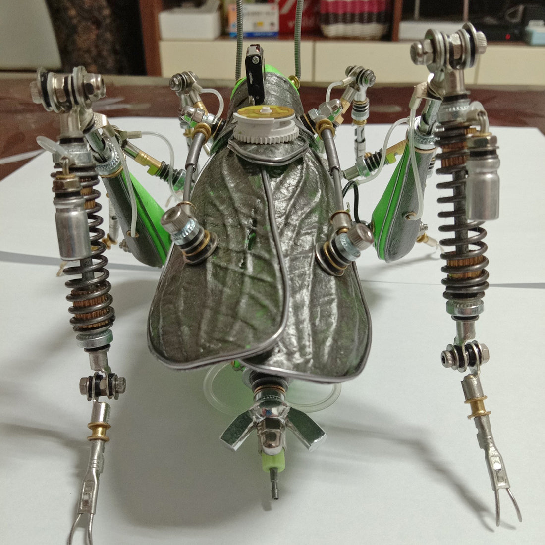Steampunk Mechanical Metal Green Locust Bug Insect Sculptures Puzzle A