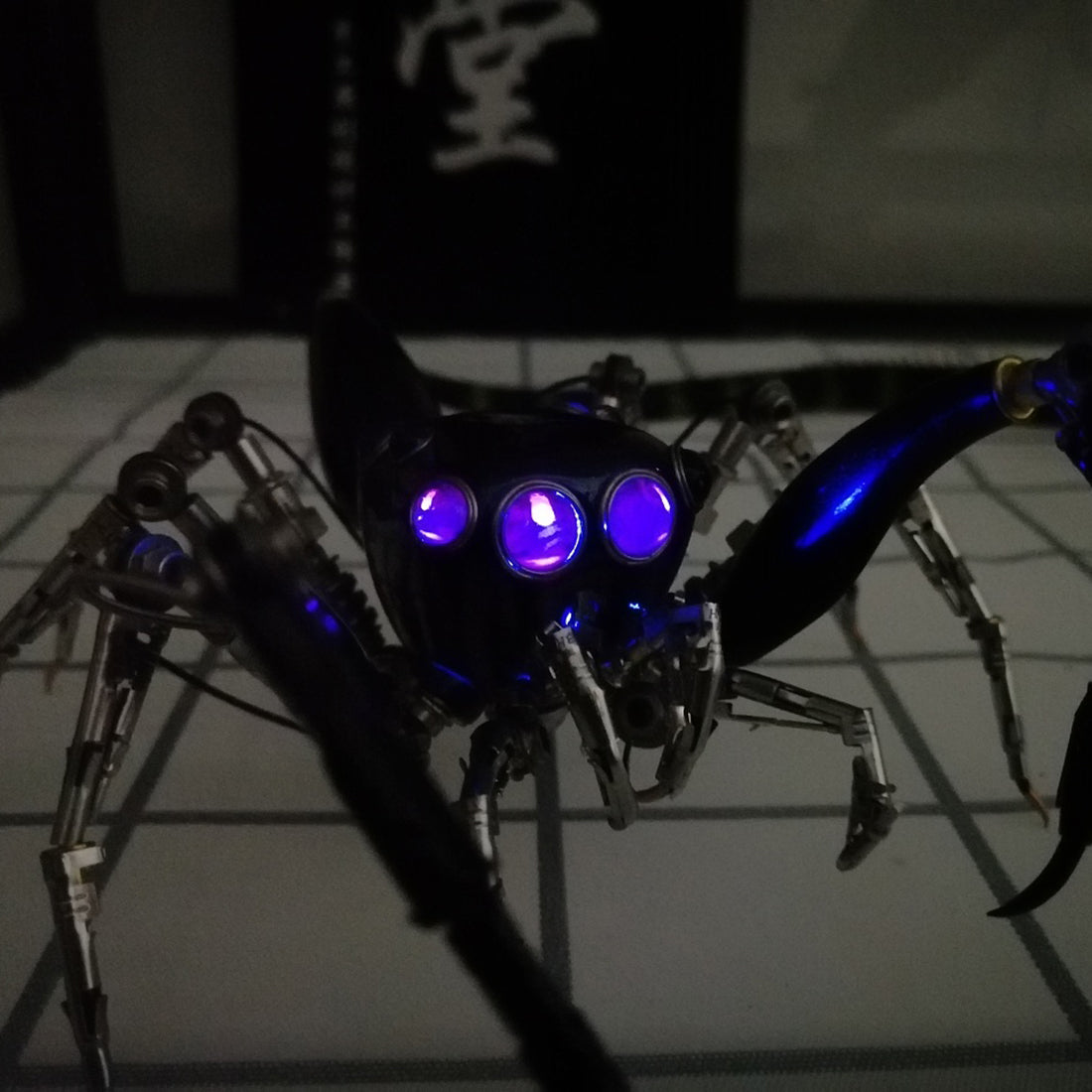 Steampunk Mechanical Metal Purple Spider 3D Sculpture Assembled Model