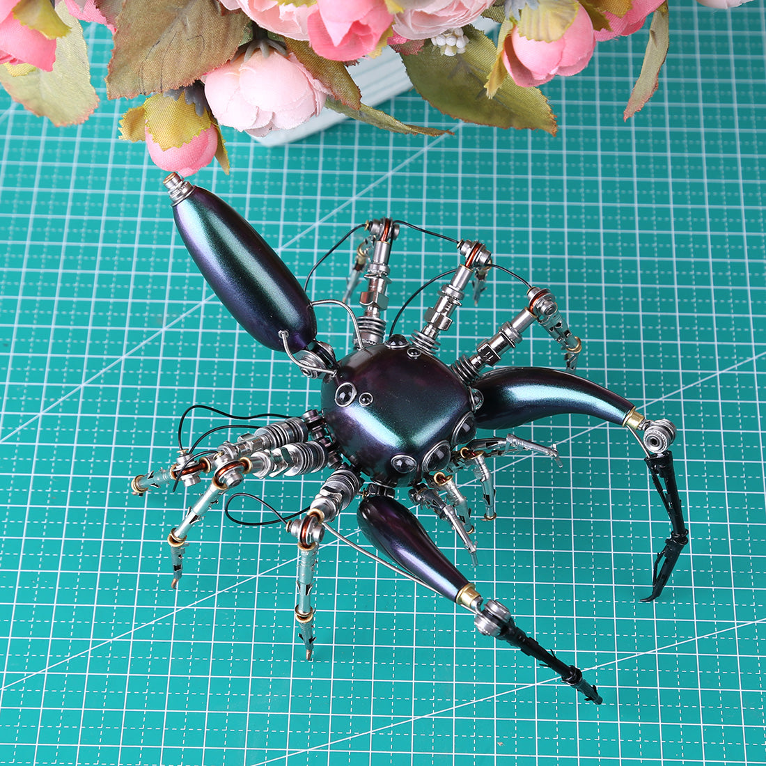 Steampunk Mechanical Metal Purple Spider 3D Sculpture Assembled Model