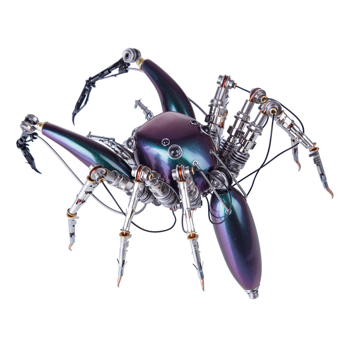Steampunk Mechanical Metal Purple Spider 3D Sculpture Assembled Model