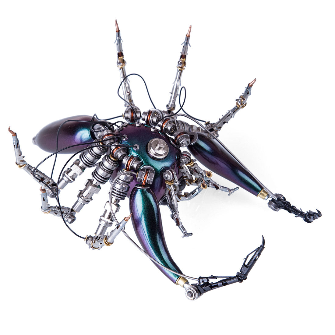 Steampunk Mechanical Metal Purple Spider 3D Sculpture Assembled Model