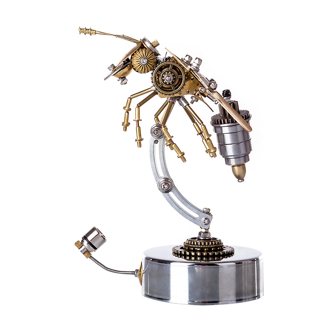 Steampunk Metal Brass Wasp Bug Model Insect with Light Handmade Assemb