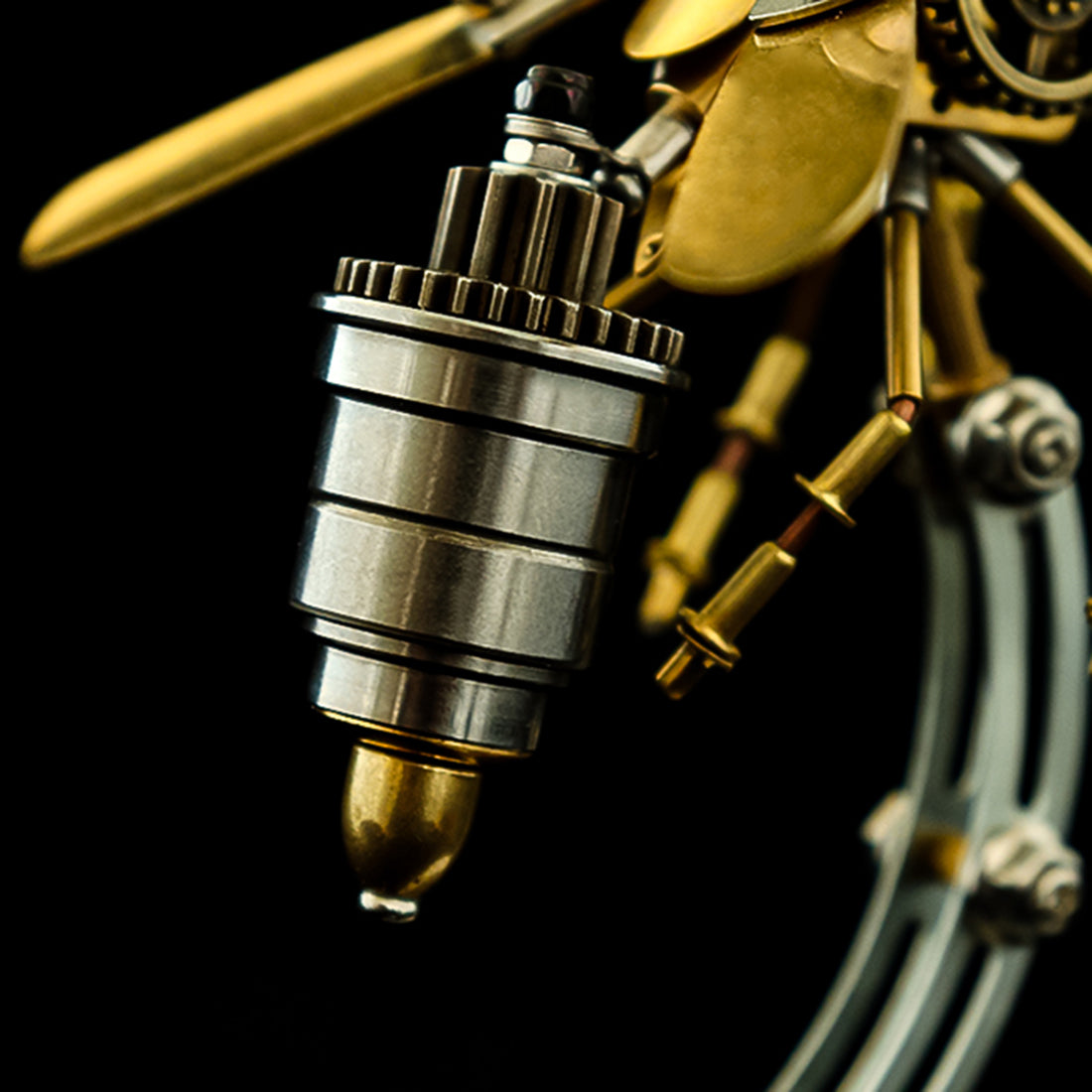 Steampunk Metal Brass Wasp Bug Model Insect with Light Handmade Assemb
