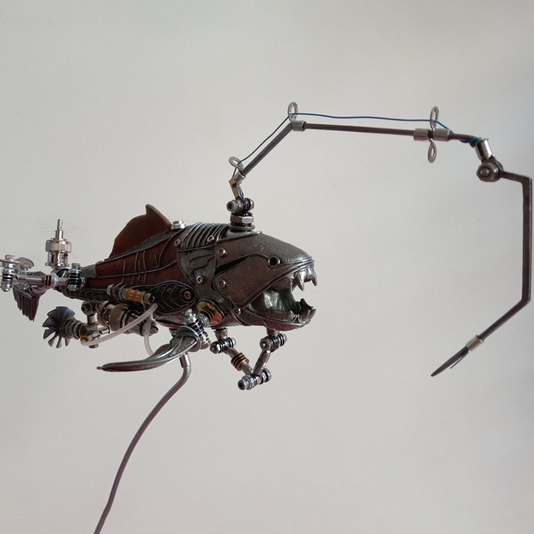 Steampunk Metal Dunkleosteus Terrelli Antique Red Fish Assembled Model