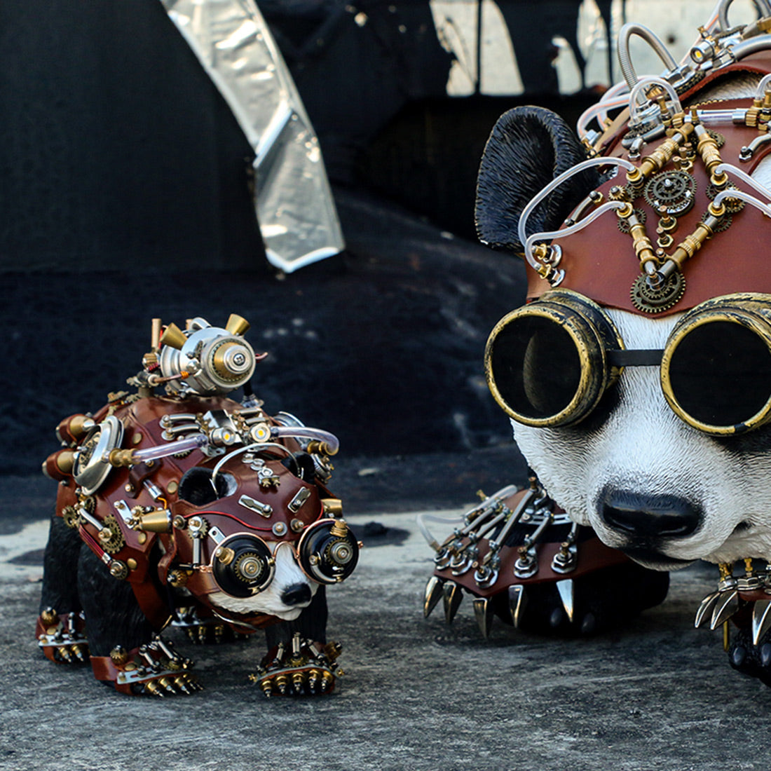 Steampunk Panda Warrior Metal Model with Sword -Blade Master