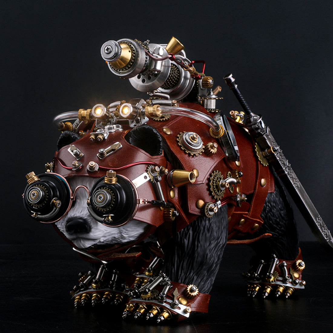 Steampunk Panda Warrior Metal Model with Sword -Blade Master