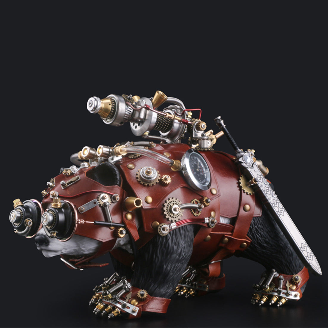 Steampunk Panda Warrior Metal Model with Sword -Blade Master