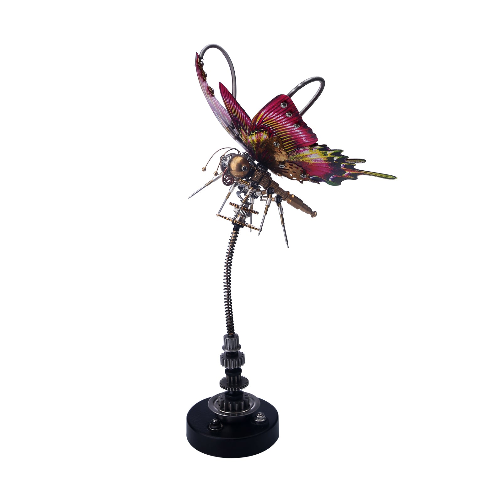 Steampunk Purple Red Swallowtail Butterfly Model Kit With Flower Base