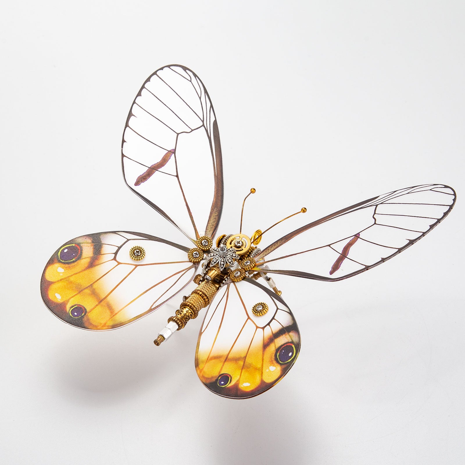 Steampunk Yellow-White Butterfly 3D Metal Puzzle DIY Kits