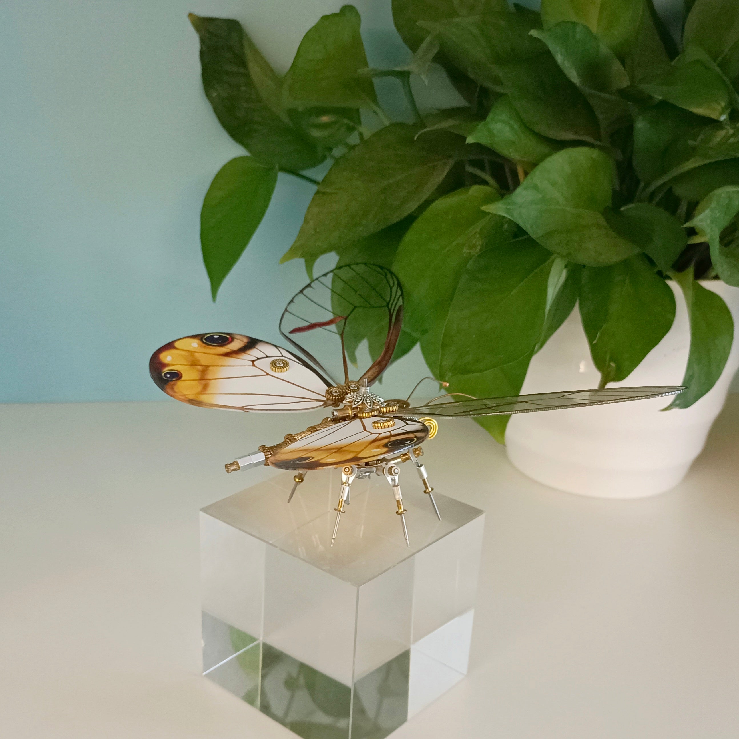 Steampunk Yellow-White Butterfly 3D Metal Puzzle DIY Kits
