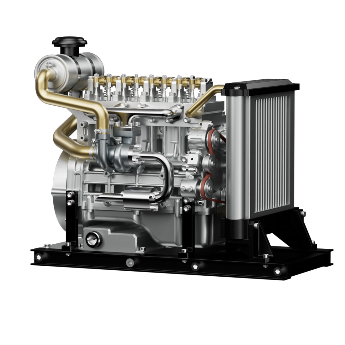 TECHING 300+PCS Build an OHV Inline Four-cylinder Diesel Engine Model