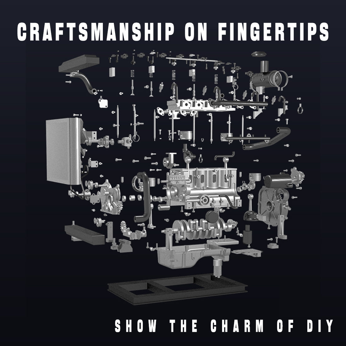 TECHING 300+PCS Build an OHV Inline Four-cylinder Diesel Engine Model