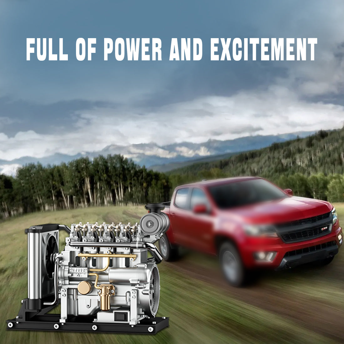 TECHING 300+PCS Build an OHV Inline Four-cylinder Diesel Engine Model