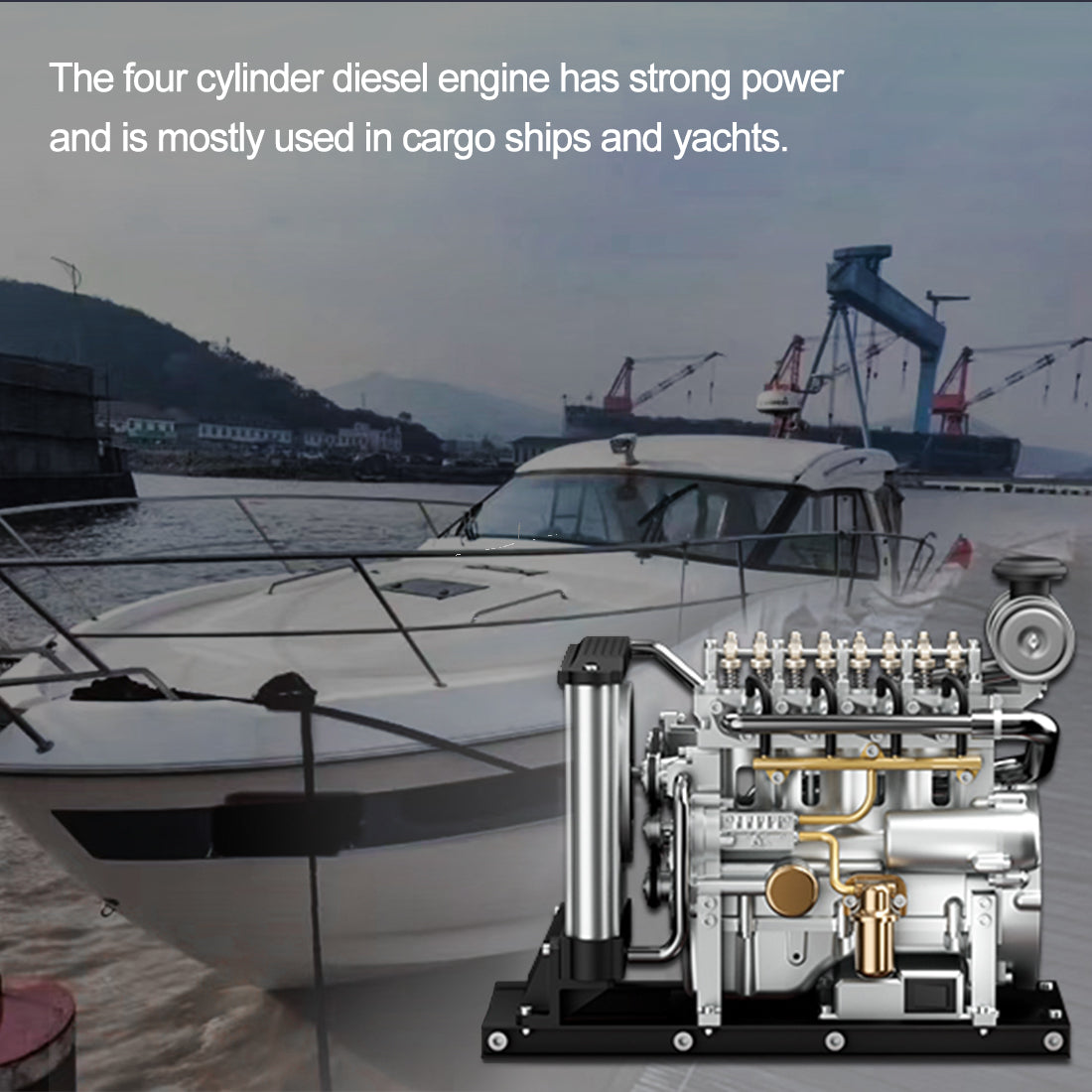 TECHING 300+PCS Build an OHV Inline Four-cylinder Diesel Engine Model